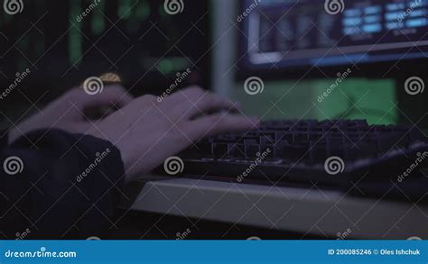 Close Up Hands Of Young Caucasian Man Typing On Computer Keyboard
