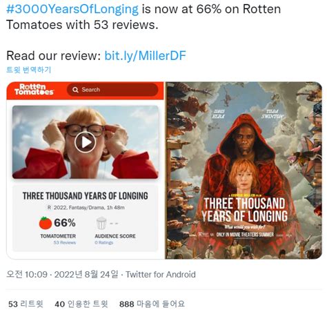 매드맥스감독 신작 3000년의 갈망 로튼 점수 영화tv 에펨코리아