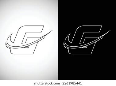 Initial Letter B Swoosh Line Art Style Stock Vector Royalty Free