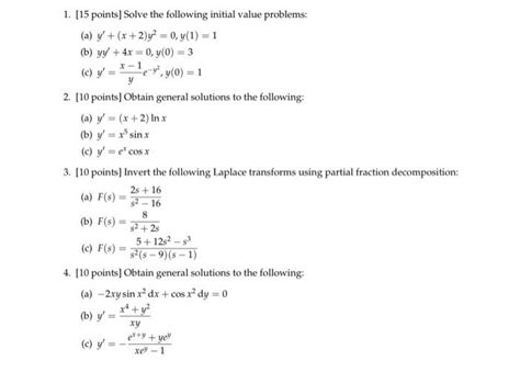 Solved Points Solve The Following Initial Value Chegg