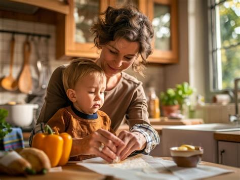 Madre E Hijo Cocinando Juntos En La Cocina Foto Premium