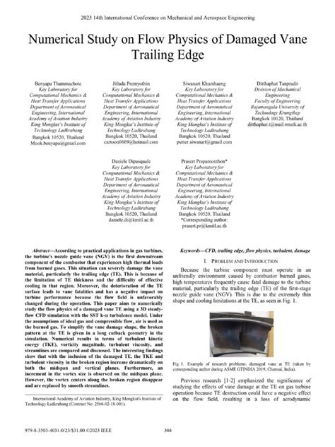 Numerical Study On Flow Physics Of Damage Vane Trailing Edge Pdf
