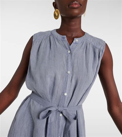 Luna Linen Maxi Dress In Blue Velvet Mytheresa