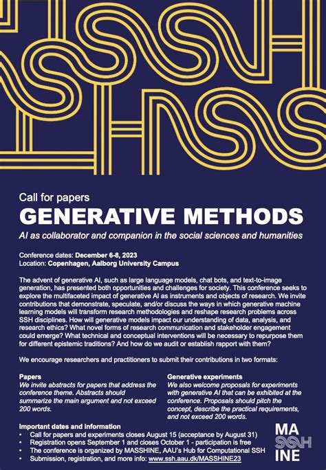 Call For Papers Generative Methods Ai As Collaborator And Companion