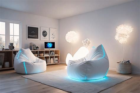 Premium Photo A Gaming Space With White Ledlit Accents A Cozy Bean