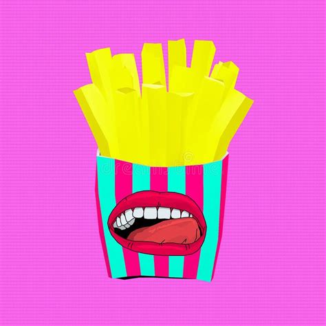 Contemporary Art Collage Fast Food Party Girl Funny Fast Food Minimal