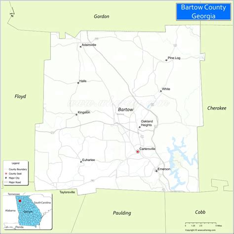 Map Of Bartow County Georgia Showing Cities Highways And Important