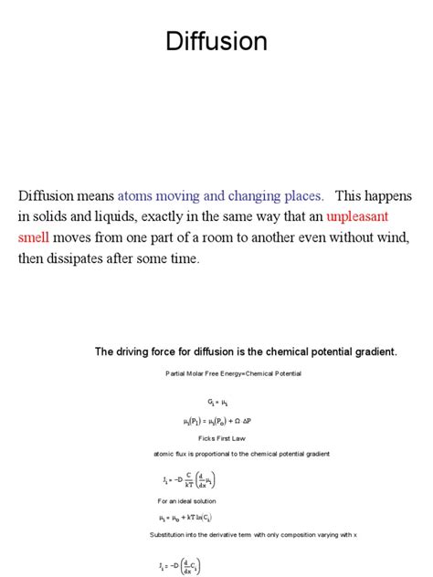 Diffusion Intro Pdf Diffusion Thermodynamics