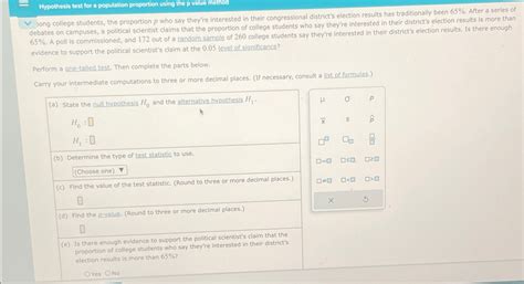 solved hypothesis test for a population proportion using the