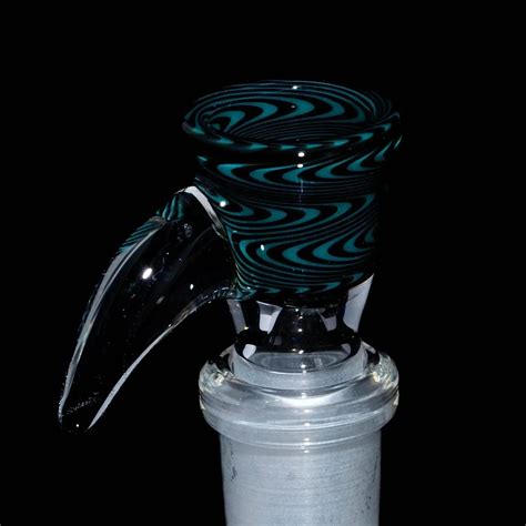 Glass Distractions Black And Teal Wig Wag 14mm Flare Slide Stoked Ct