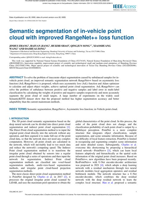 pdf semantic segmentation of in vehicle point cloud with improved