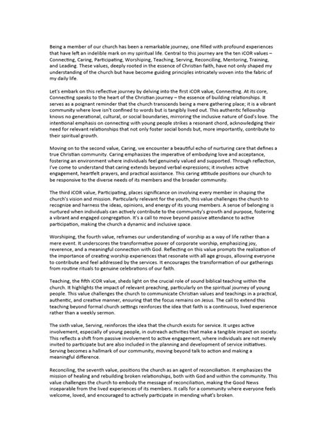 Icor Values Pdf Mentorship Worship