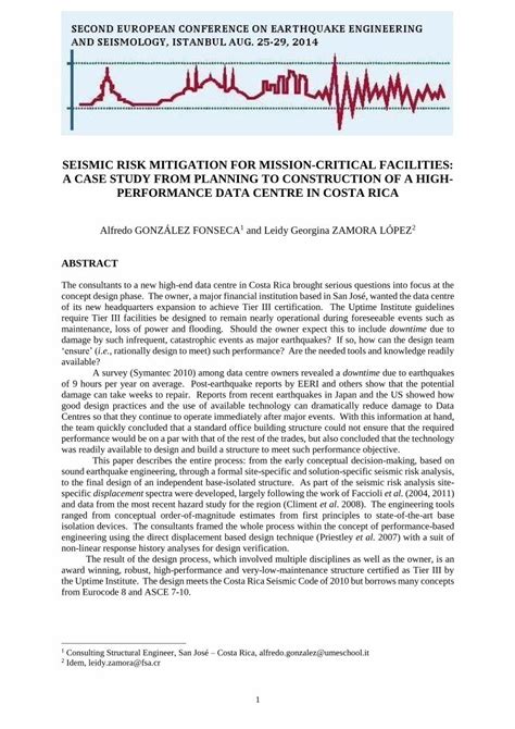 Pdf Seismic Risk Mitigation For Mission Critical Facilities Dokumentips