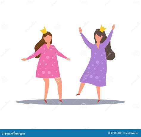 Girls Party Orthogonal Composition Stock Vector Illustration Of
