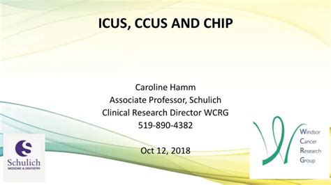 [ppt] Icus Ccus And Chip Caroline Hamm Associate Professor Schulich Powerpoint Presentation