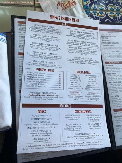 Menu At The Original Ninfas Uptown Restaurant Houston