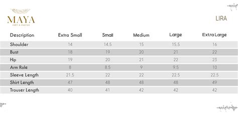 Lira Size Chart