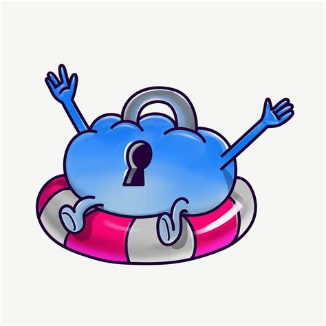 Padlock Cartoon Character Collage Element Premium Psd Illustration