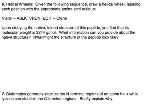 Solved Helical Wheels Given The Following Sequence Draw Chegg