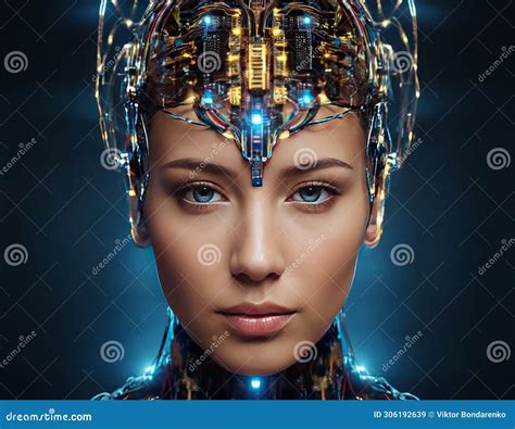 Abstract Digital Human Head Constructed From Electrical Circuits Ai Avatar Sentient In