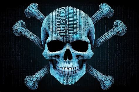 Premium Photo Internet Security And Malware Concept Illustration A Skull And Bones Symbol Made