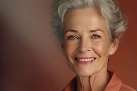 Premium Photo Portrait Of A Beautiful Senior Woman With Grey Hair On