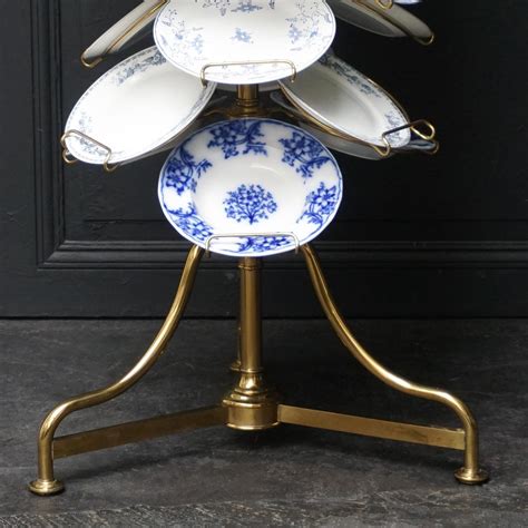 19th Century Revolving Brass French Plate Rack Or Stand To Hold 36