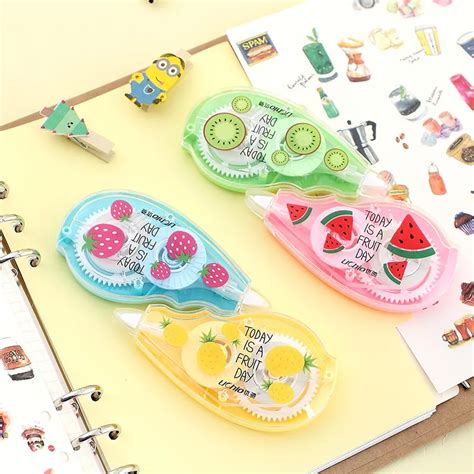 Fruit Watermelon Strawberry Pineapple Kiwi Correction Tape Pen Ink