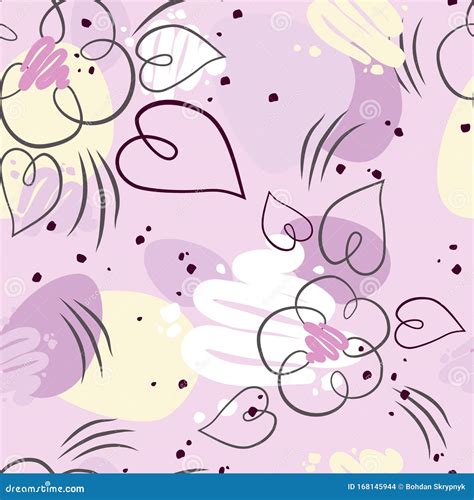 Cute Purple Abstract Seamless Pattern With Flowers Stock Vector