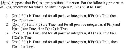 Solved Pts Suppose That P N Is A Propositional Function Chegg