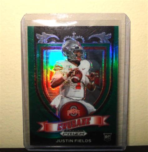 2021 Prizm Draft Picks Crusade Green Prizm 163 Justin Fields Rc Ohio