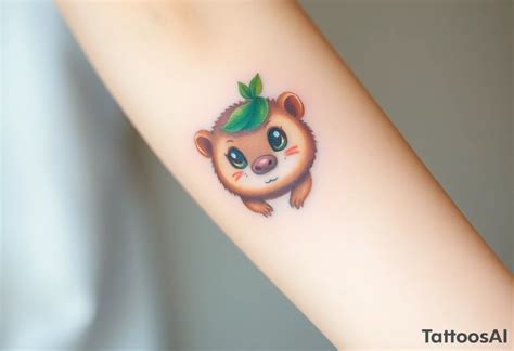 A Cute Cartoon Mole With Big Expressive Eyes Wearing A Tiny Green