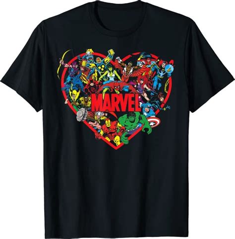 Marvel Valentines Day Group Shot Heart Mashup T Shirt Marvel