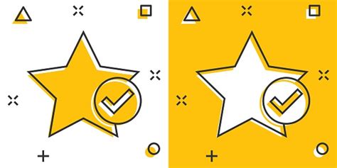 만화 스타일의 스타 아이콘으로 표시를 확인합니다 흰색 고립 된 배경에 좋아하는 만화 벡터 그림에 추가합니다 북마크 스플래시 효과