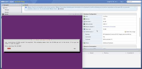 Can T Create VM Error Installation CD ROM Could Not Be Mounted ESXi Arm Fling