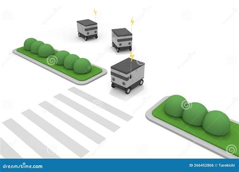 Recognize The Terrain And Drive Automatically An Unmanned Machine Works A Delivery Robot Runs