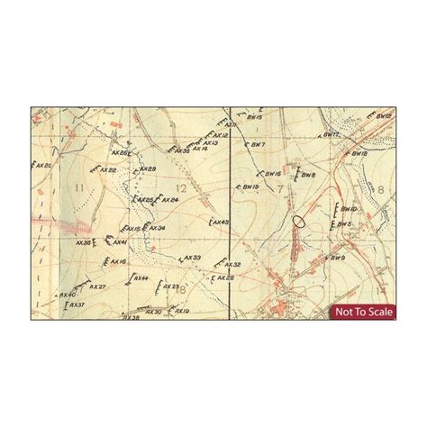 Wwi Trench Map German Artillery Positions At Ervillers Stanfords