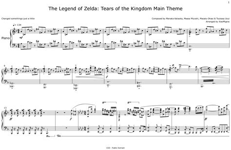 The Legend Of Zelda Tears Of The Kingdom Main Theme Sheet Music For