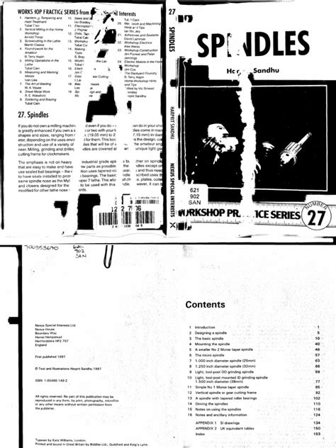 Spindles Workshop Practice Series Pdf Machining Machines