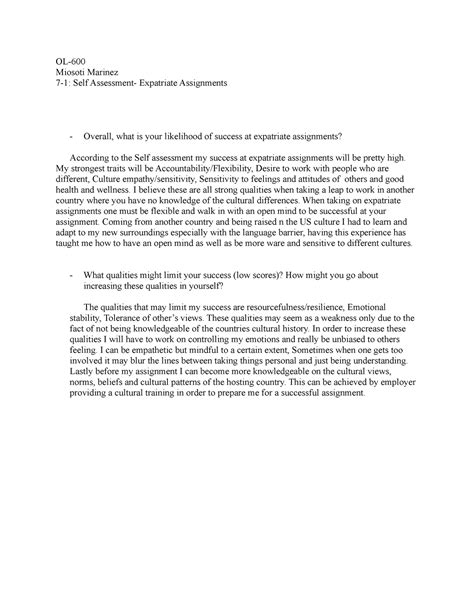 7 1 Expatriate Assignments Module 7 Ol Miosoti Marinez 7 1 Self