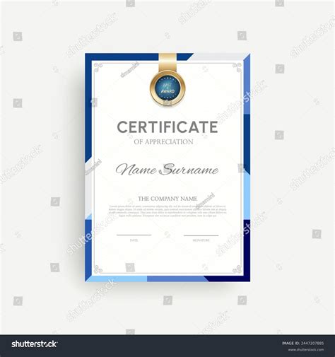 Certificate Completion Design Certificate Achievement Education Stock