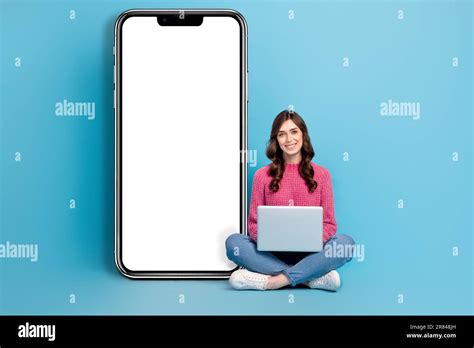 Full Length Photo Of Professional Lady Programmer Freelancer Sit With
