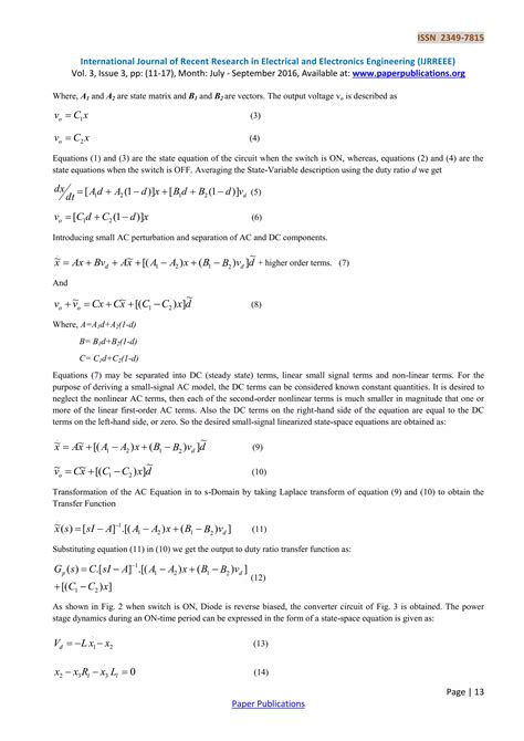 small signal modelling of a buck converter using state space averaging