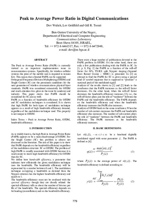 Pdf Peak To Average Power Ratio In Digital Communications