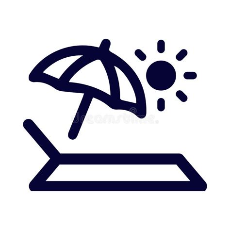 Sun Umbrella Beach Beach Bed Summer Day Icon Stock Vector