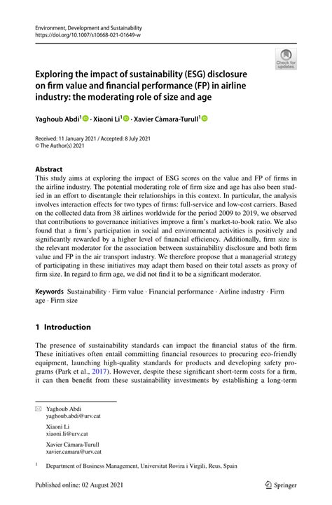 Pdf Exploring The Impact Of Sustainability Esg Disclosure On Firm Value And Financial