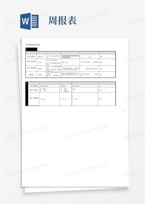 周报表word模板下载 编号qxvykjdg 熊猫办公