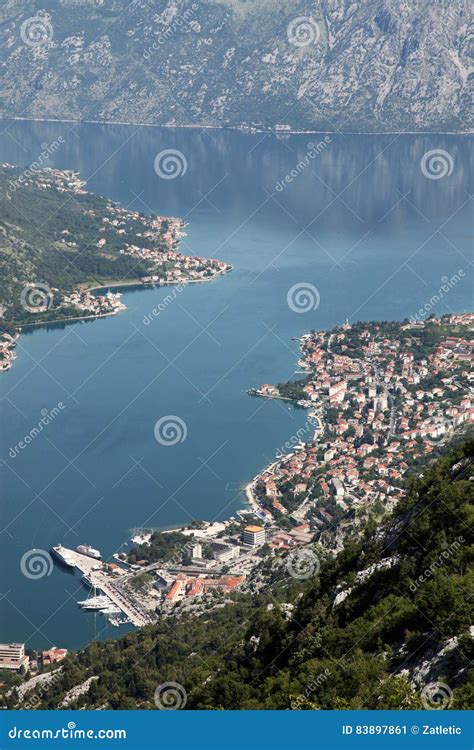 Panorama Unesco World Heritage Site Bay Of Kotor Montenegro Stock