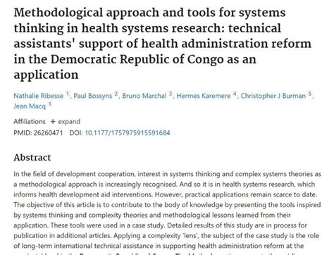 Methodological Approach And Tools For Systems Thinking In Health Systems Research Technical