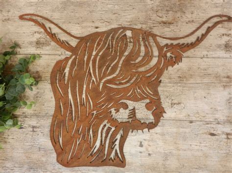 Highland Cow Wall Decor Rusty Metal Highland Cow Garden Decor Scot Toptrendygear